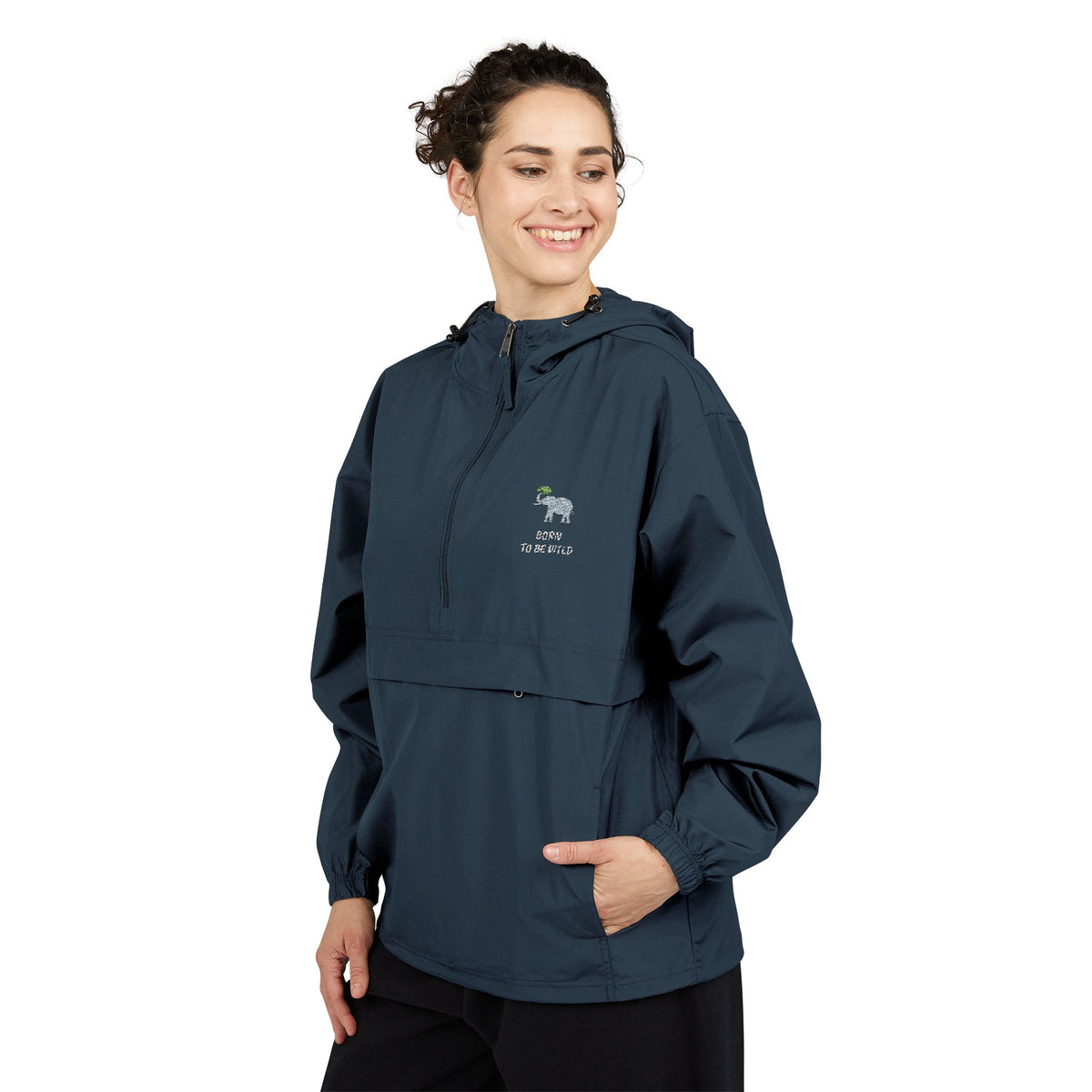 Anorak Jacket 'Born To Be Wild' Embroidered Elephant – Earthly Doodles